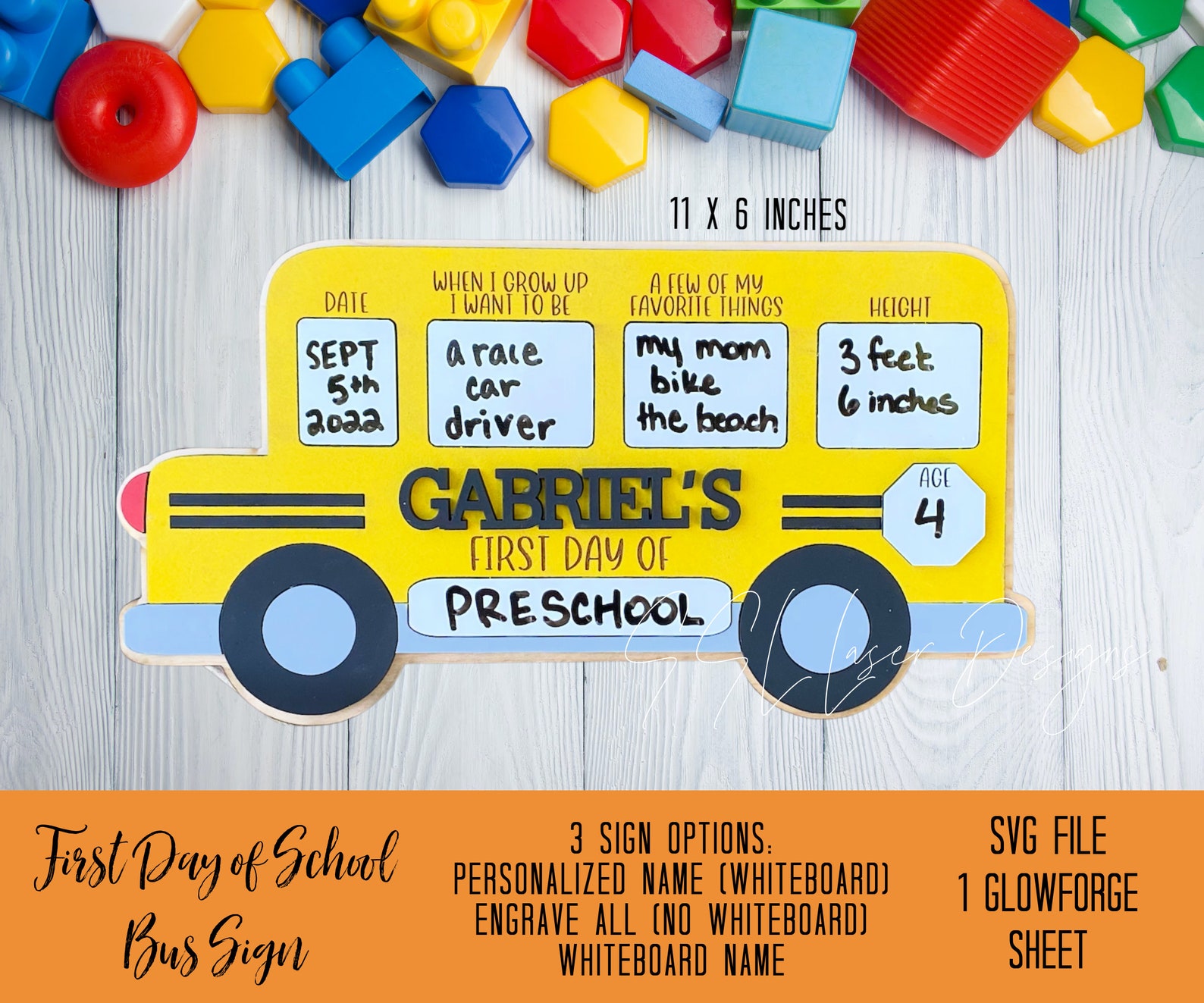 1st Year of School Bus Sign Svg, First Day of School Laser File, School ...