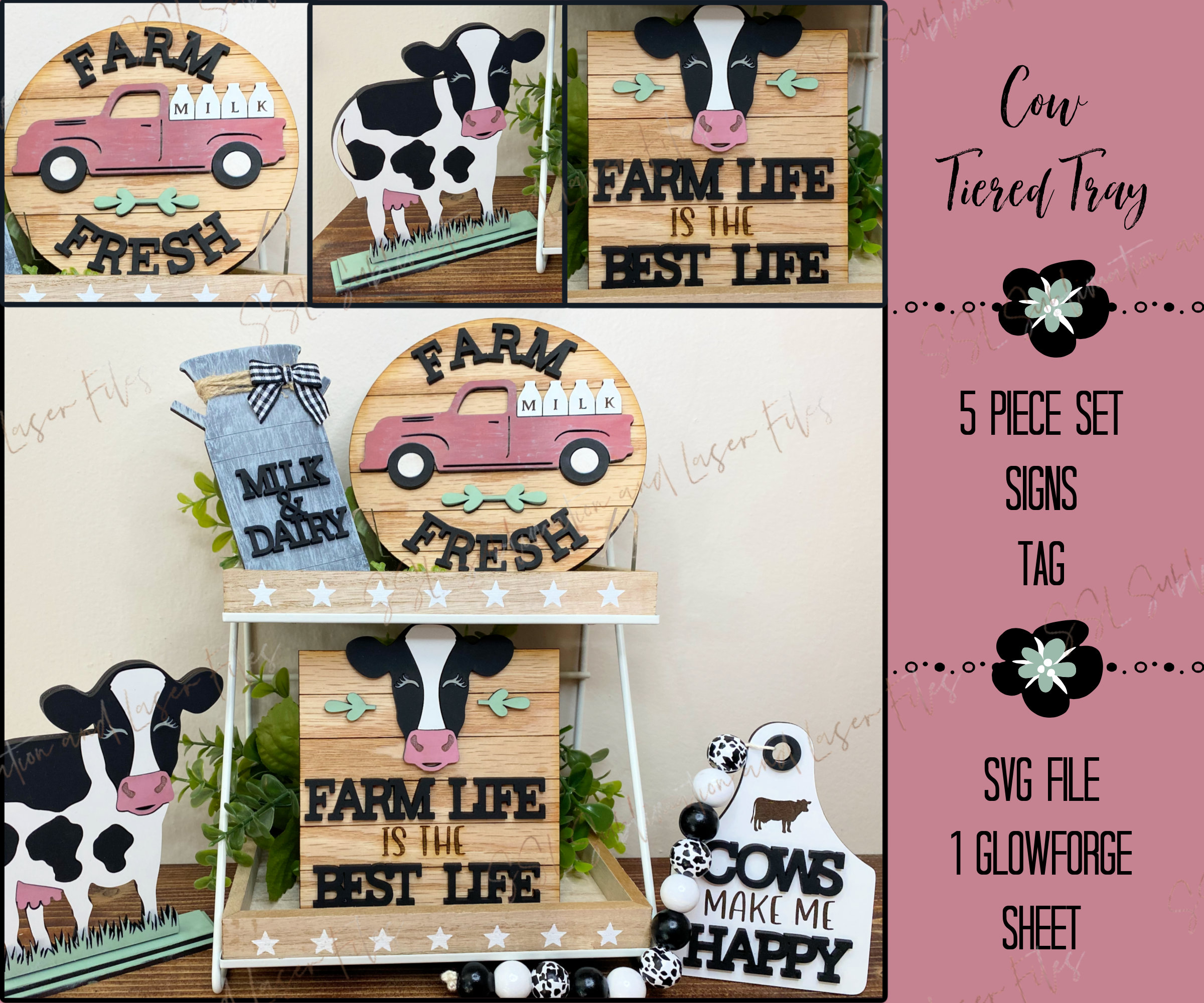 Cow Tiered Tray Cut File Cow Cut File Cow SVG Tiered Tray - Etsy