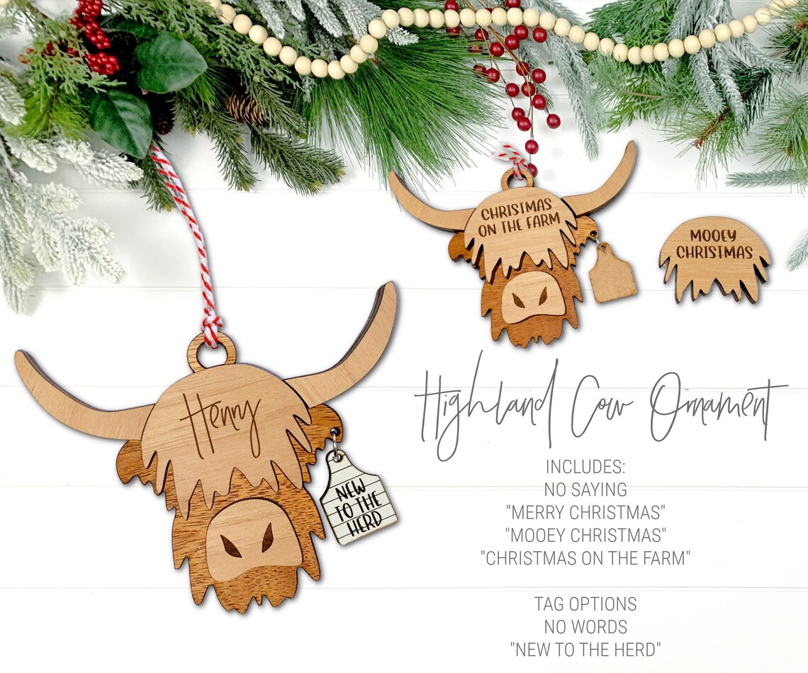 New to the Herd Highland Cow Ornament SVG Farmhouse Ornament - Etsy