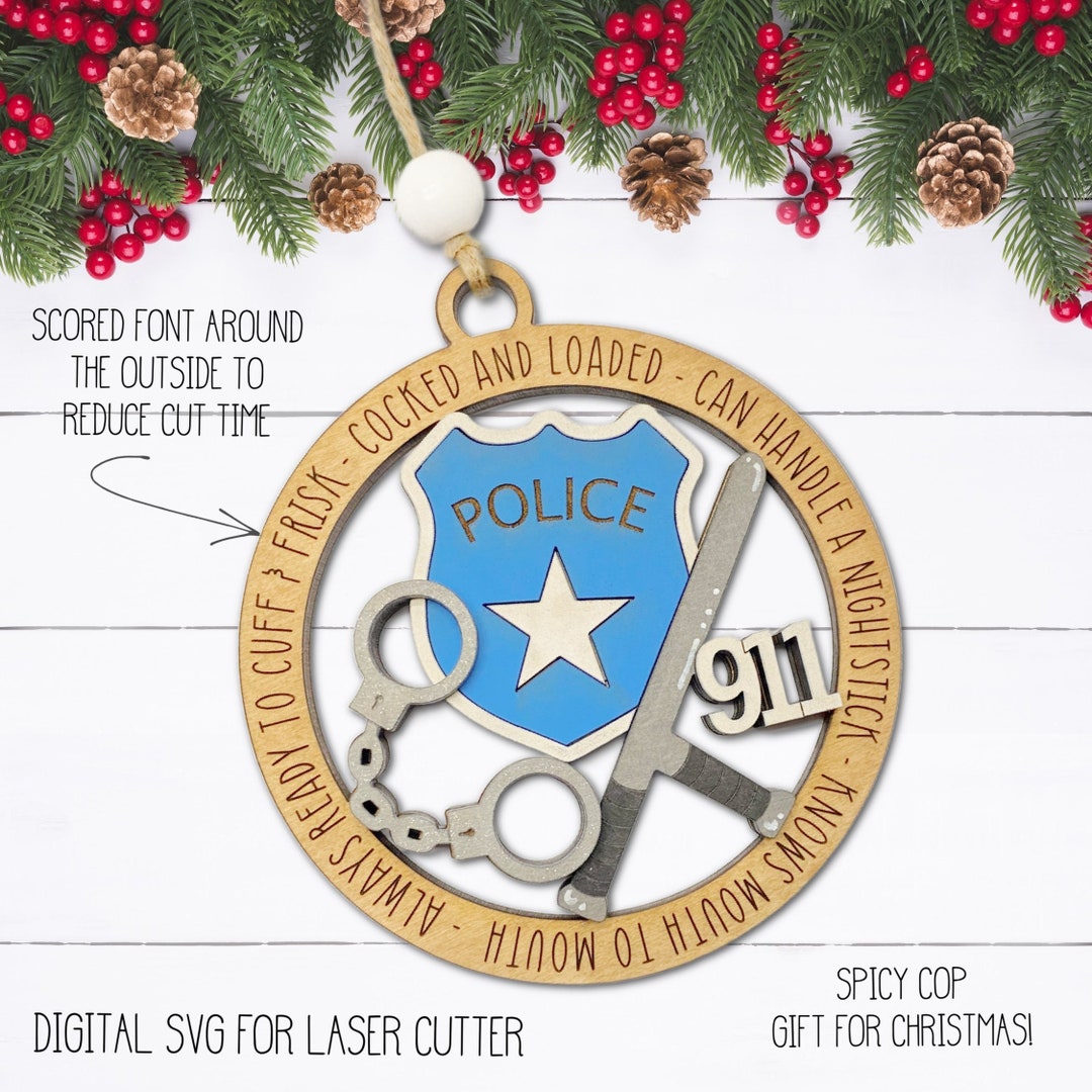Spicy Police Officer Christmas Ornaments SVG File, Police Ornaments for ...