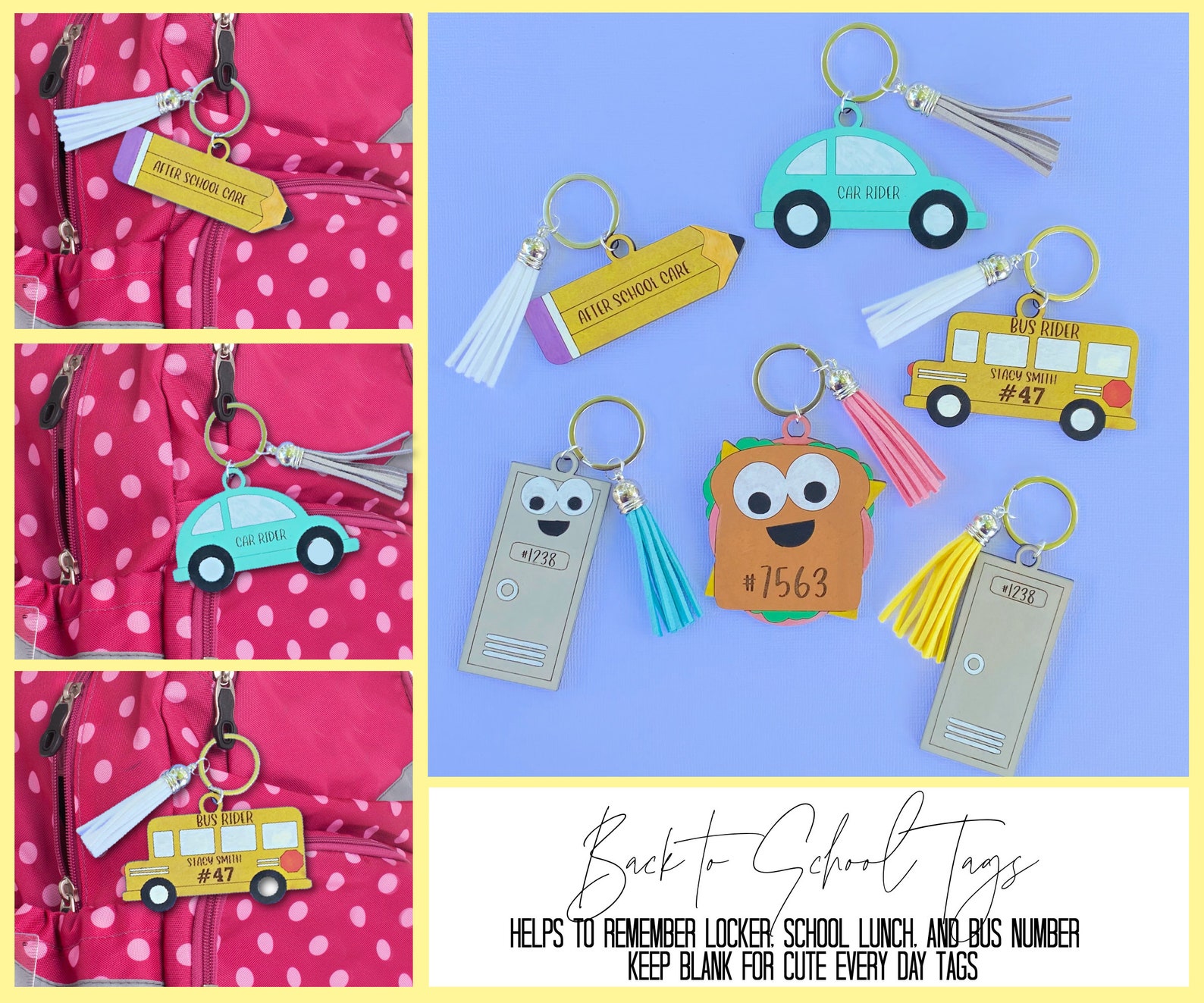 School Reminder Keychains SVG Bus Rider Tag SVG Car Rider - Etsy