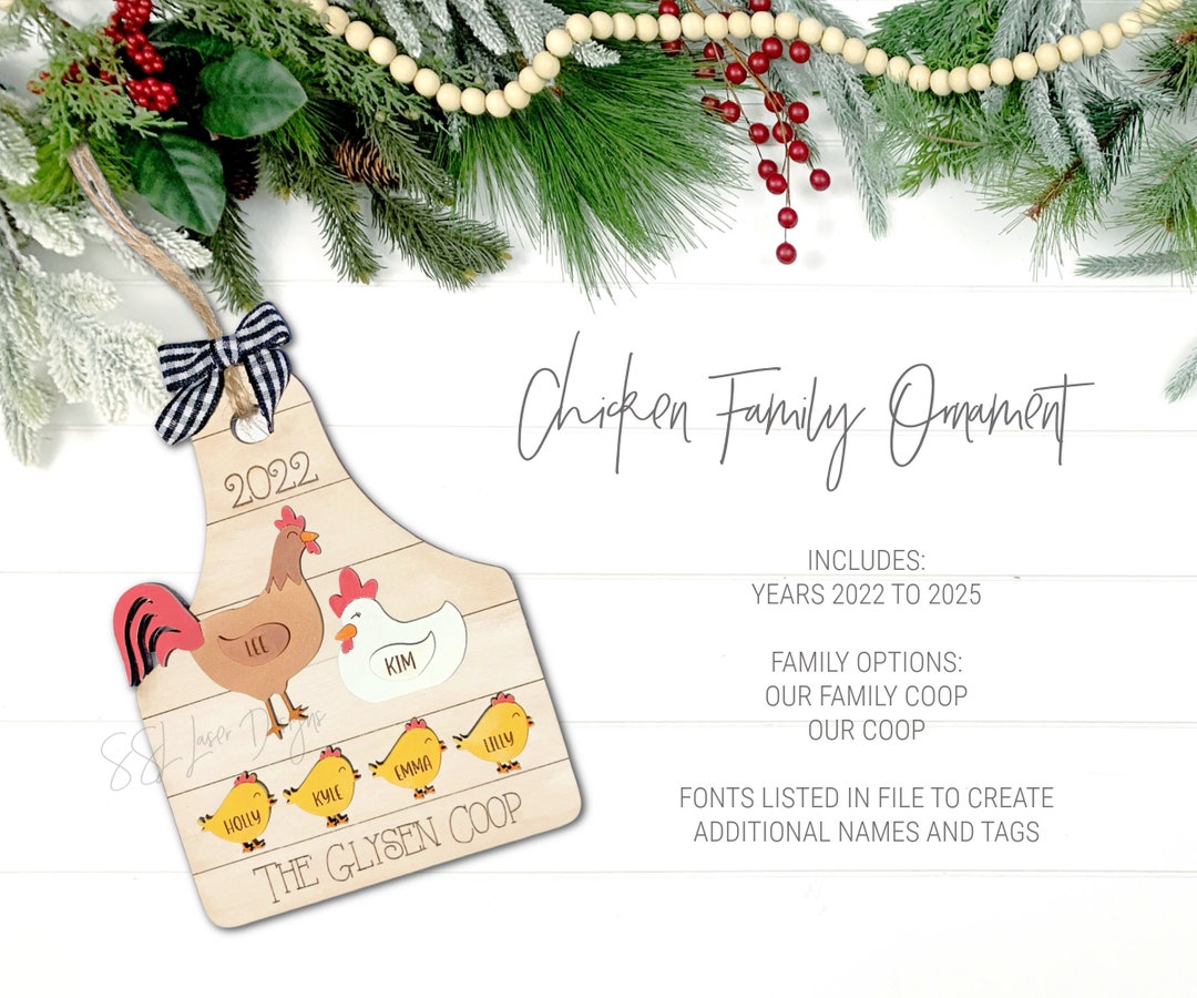 Family Chicken Christmas Ornament SVG, Chicken Ornament SVG, Chicken ...