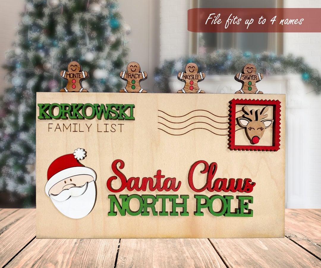 List for Santa SVG, Family Holiday List Sign SVG, Laser Cut List for ...