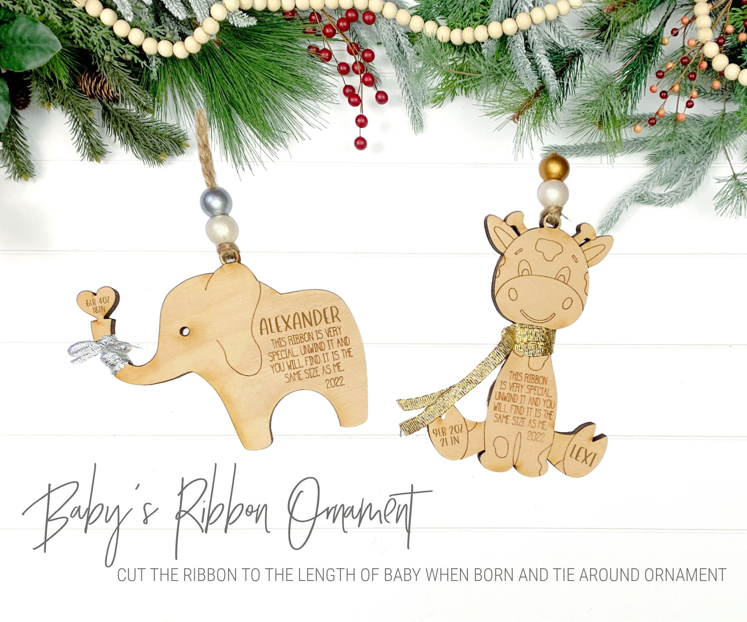 Children's Hight Ornament SVG, Same Size as Me Ornament SVG, Ribbon ...