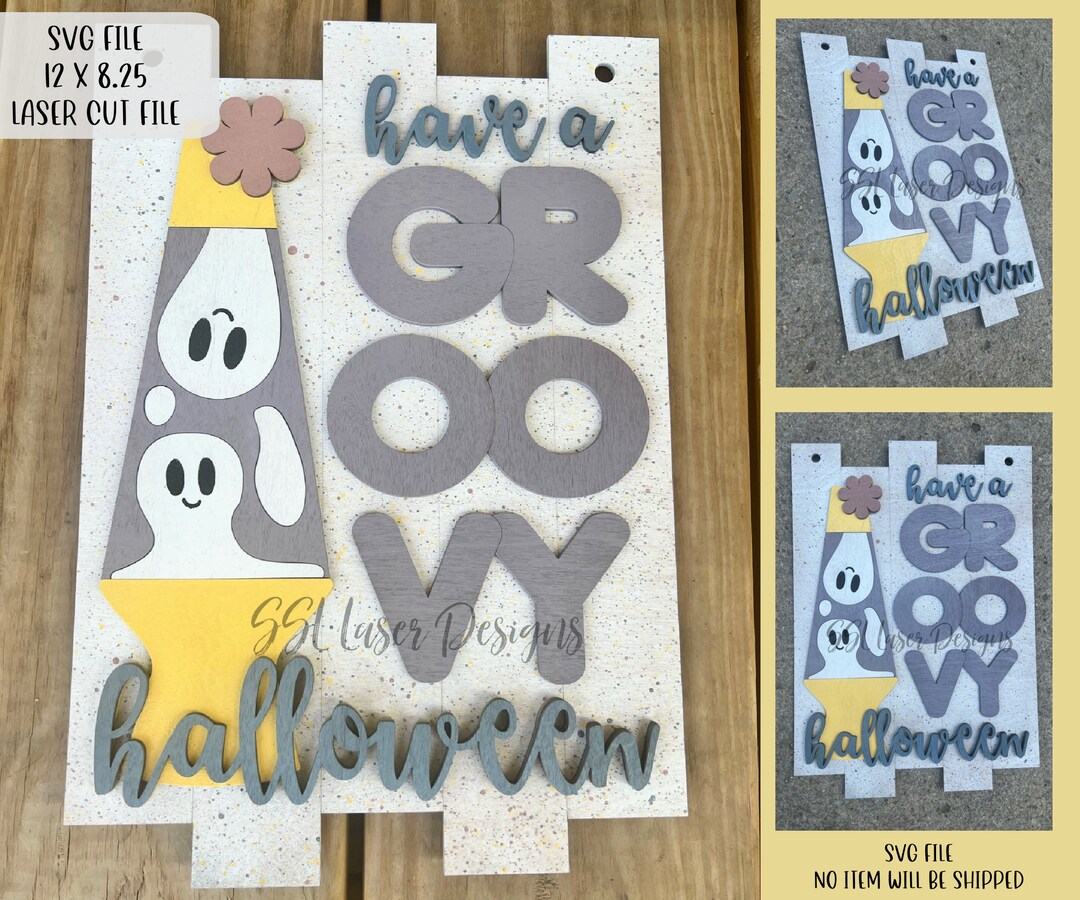 Groovy Halloween Door Sign SVG File, Retro Halloween Door Sign File ...