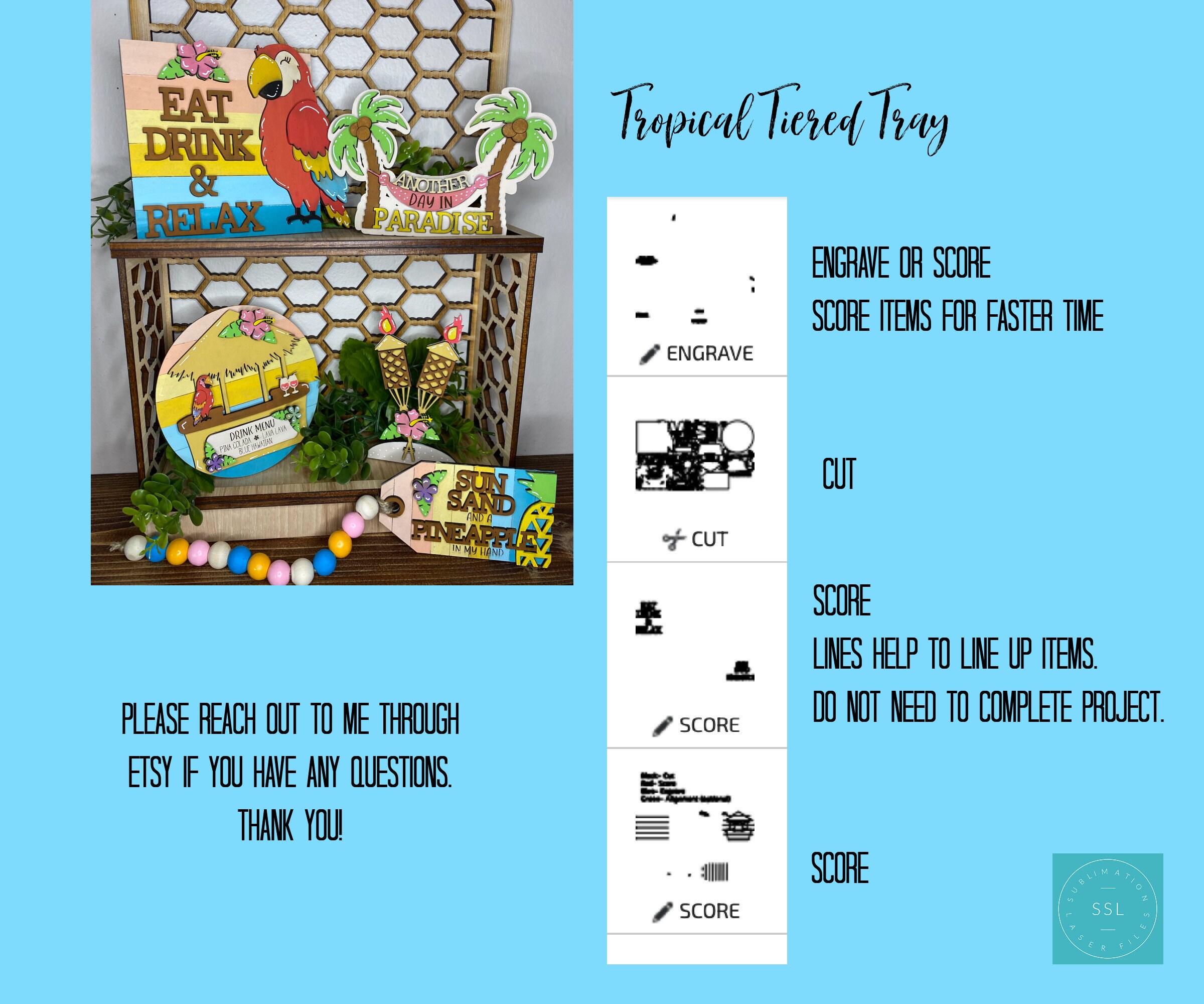 Tropical Parrot Tiered Tray Cut File, Tropical Cut File, Parrot Tiered ...