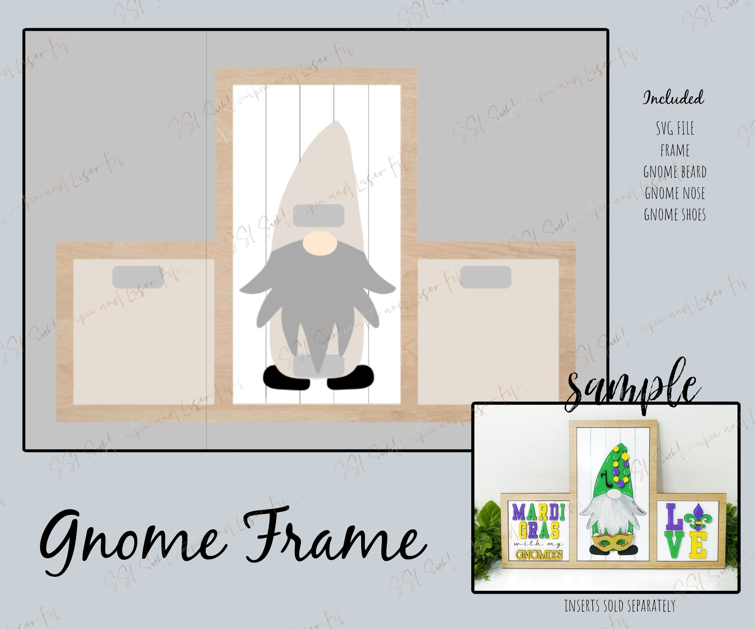 Interchangeable Gnome FRAME Cut File Gnome FRAME SVG File | Etsy