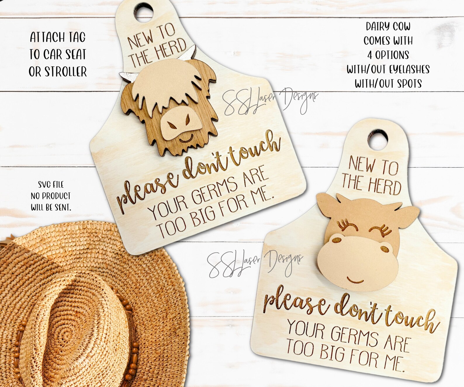 Cow Do Not Touch Baby Sign SVG File, Baby Germ Tag SVG File, Germ Tag ...
