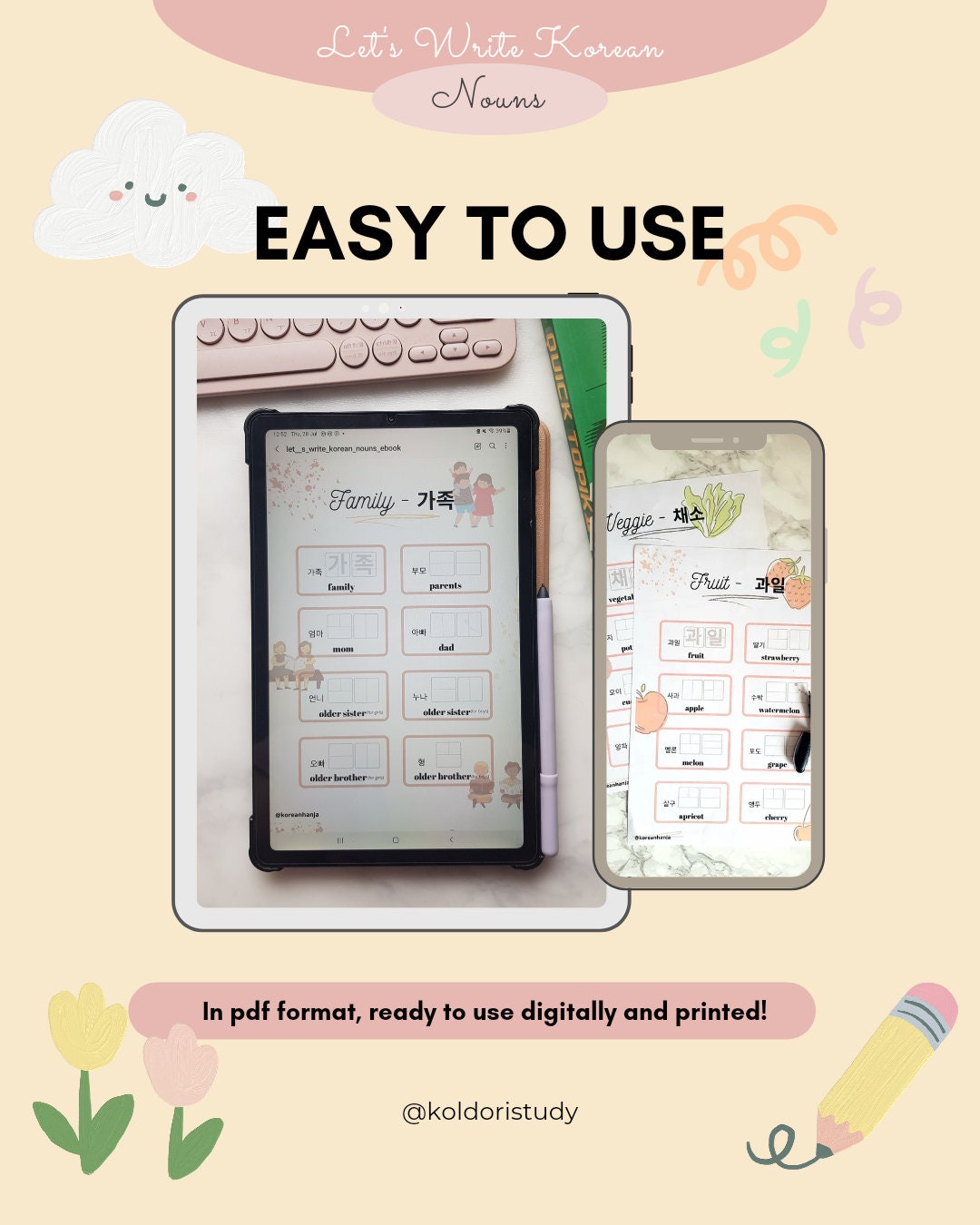 Let's Write Korean: Nouns pdf - Etsy
