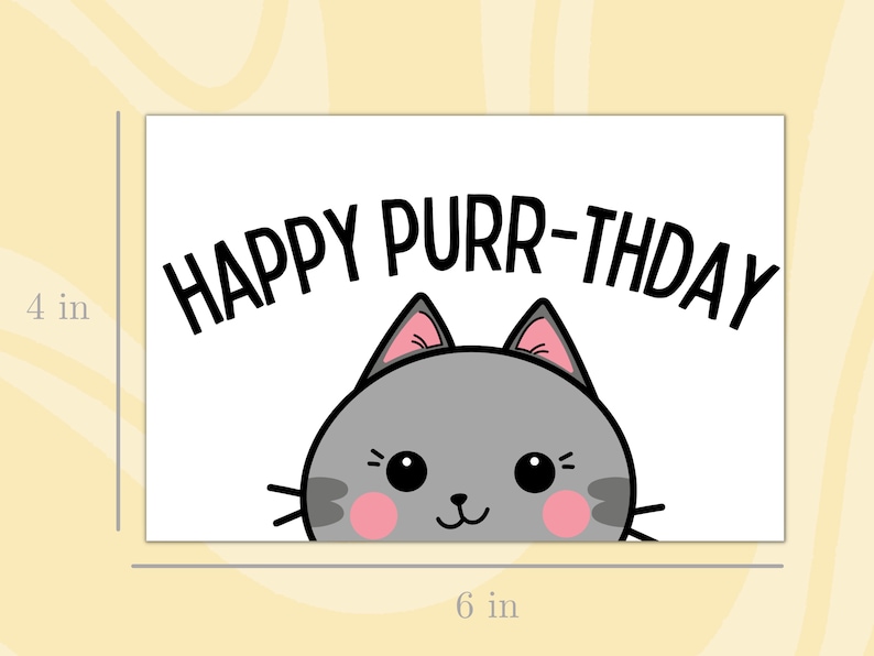Happy Purr-thday Funny Cat Birthday Card Punny Card for Bffs - Etsy