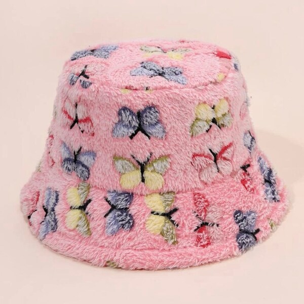 Fuzzy White Bucket Hat - Etsy