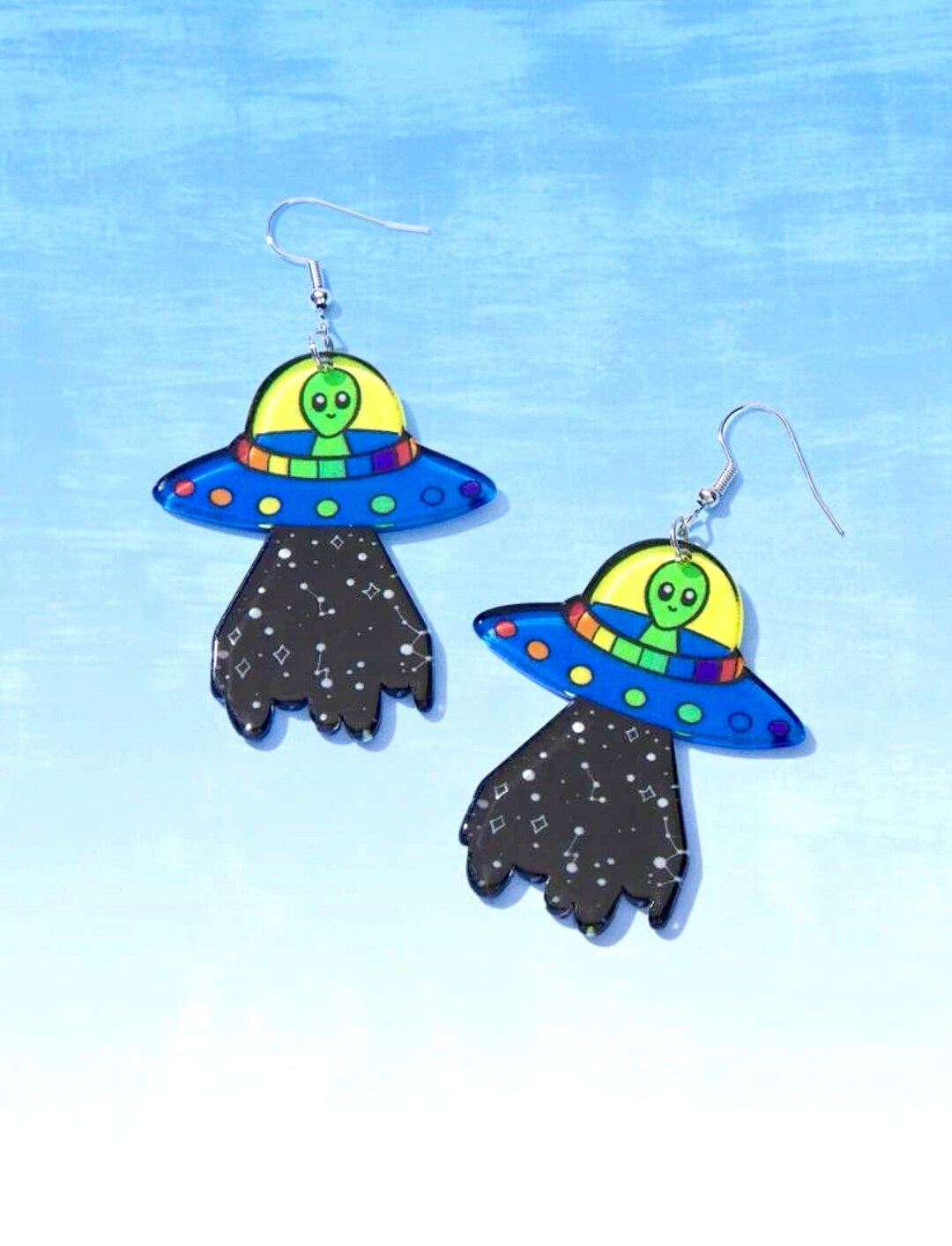 UFO Earrings Alien Earrings Rave Music Festival Jewelry - Etsy