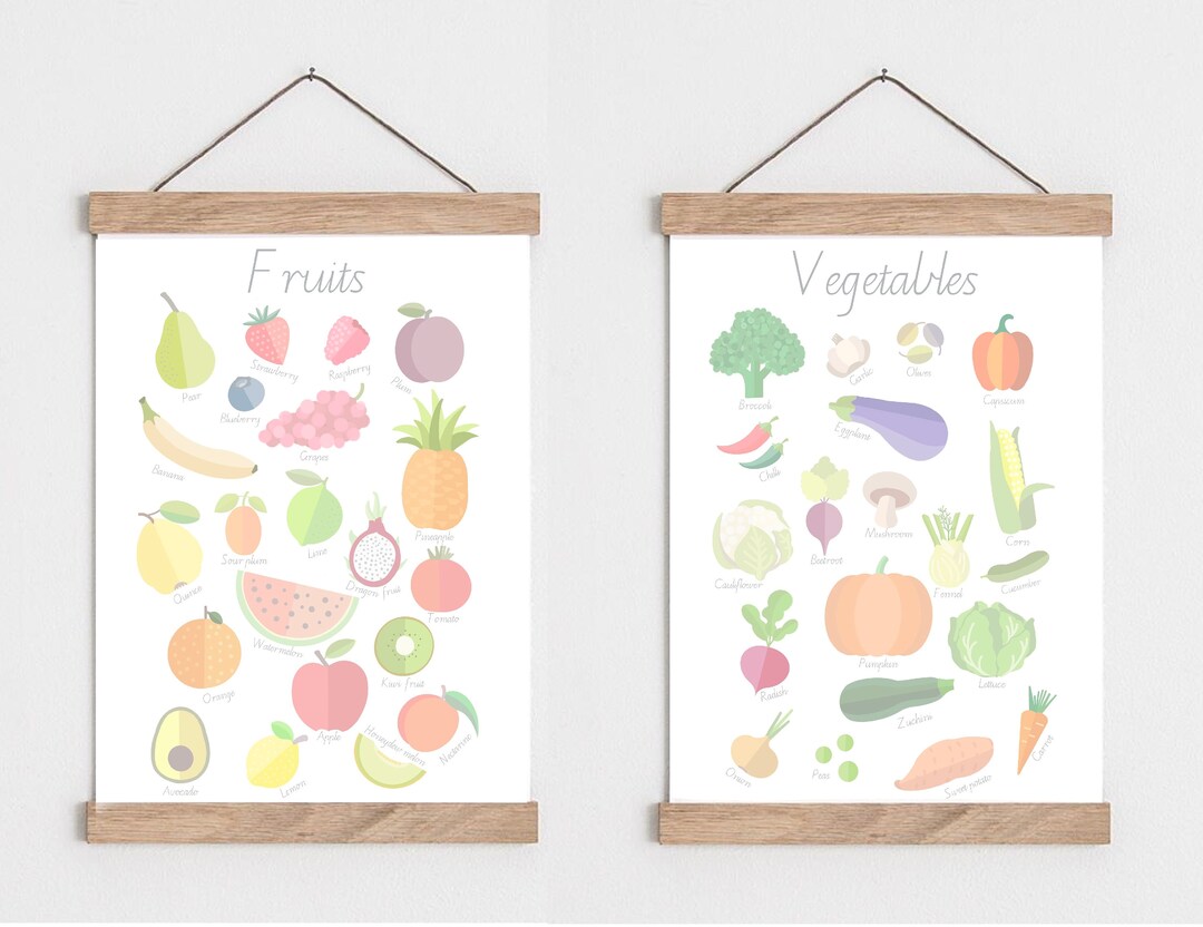 FRUIT AND VEGITABLES Educational Print Set of 2 Digital Copy ...