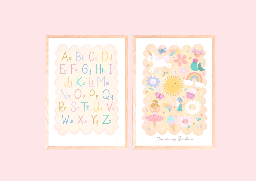 Bedroom Poster | FAIRIES MERMAIDS RAINBOWS | Nursery Artwork| Alphabet ...