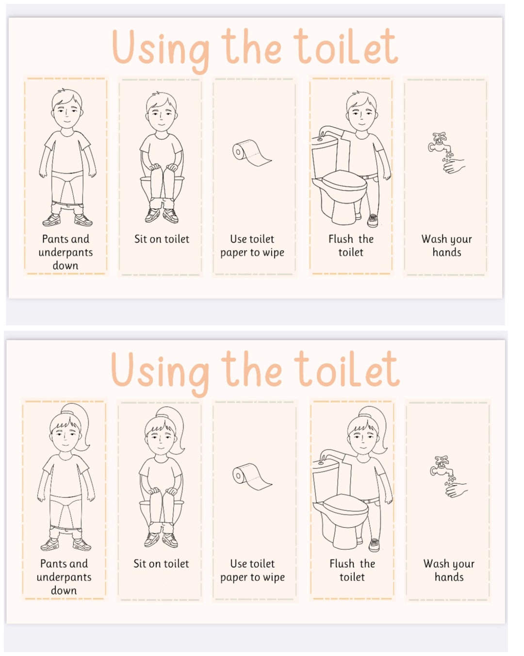 Visual Bathroom Toilet Potty Training for Kids | Autism | Picture ...