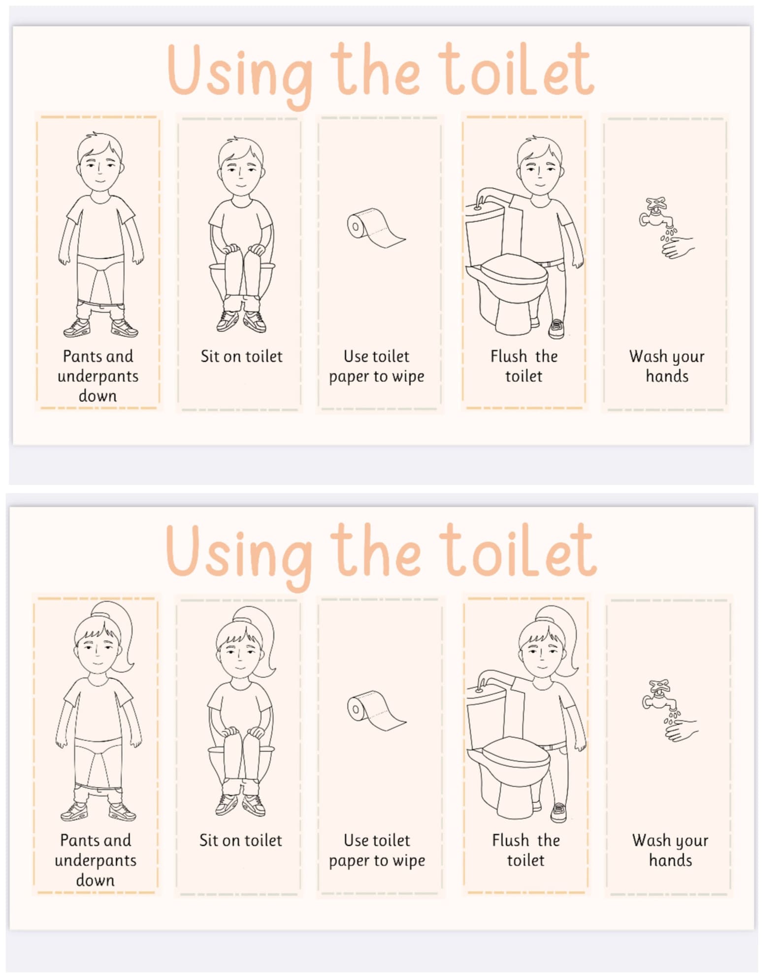 Visual Bathroom Toilet Potty Training for Kids | Autism | Picture ...