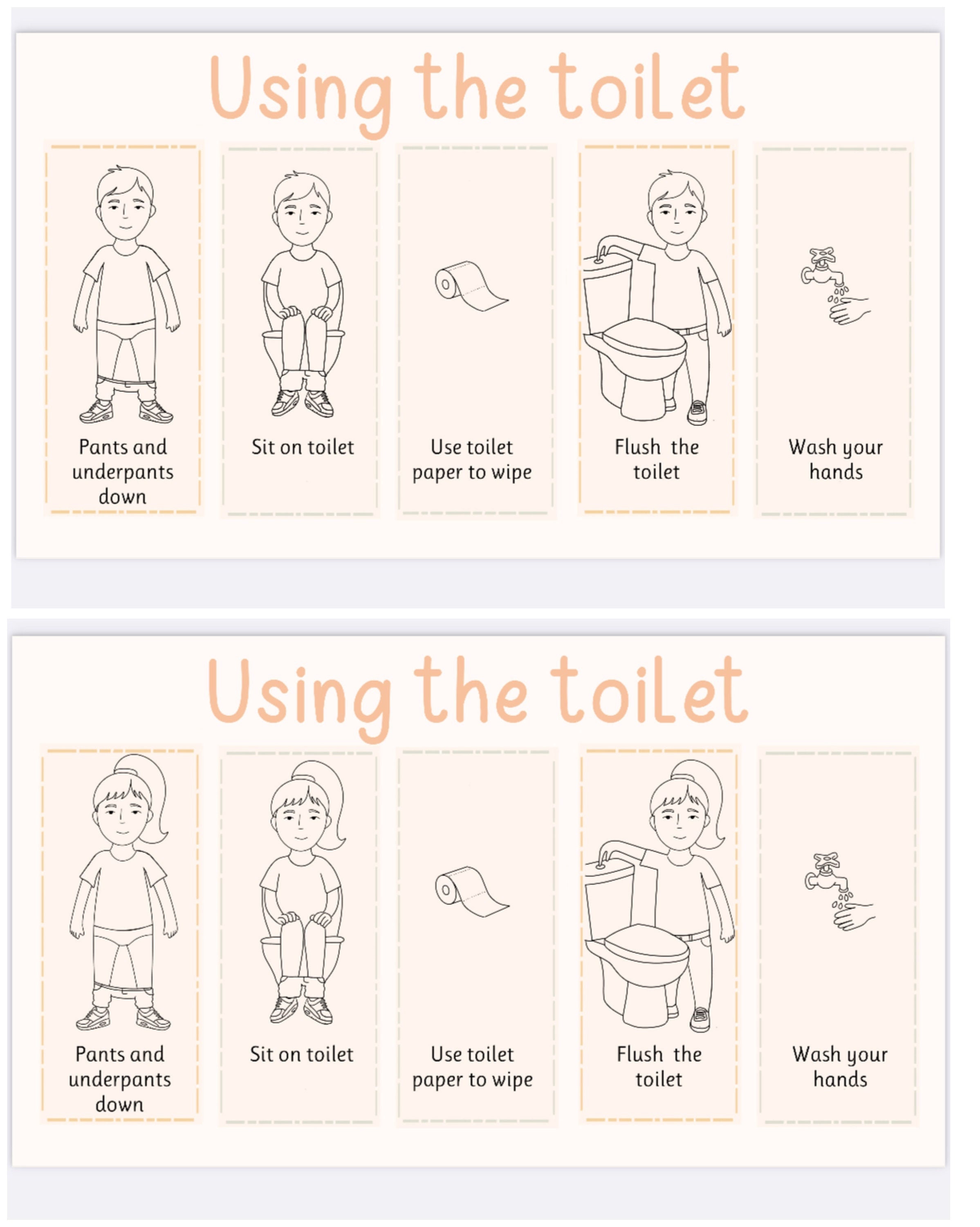 Visual Bathroom Toilet Potty Training for Kids | Autism | Picture ...