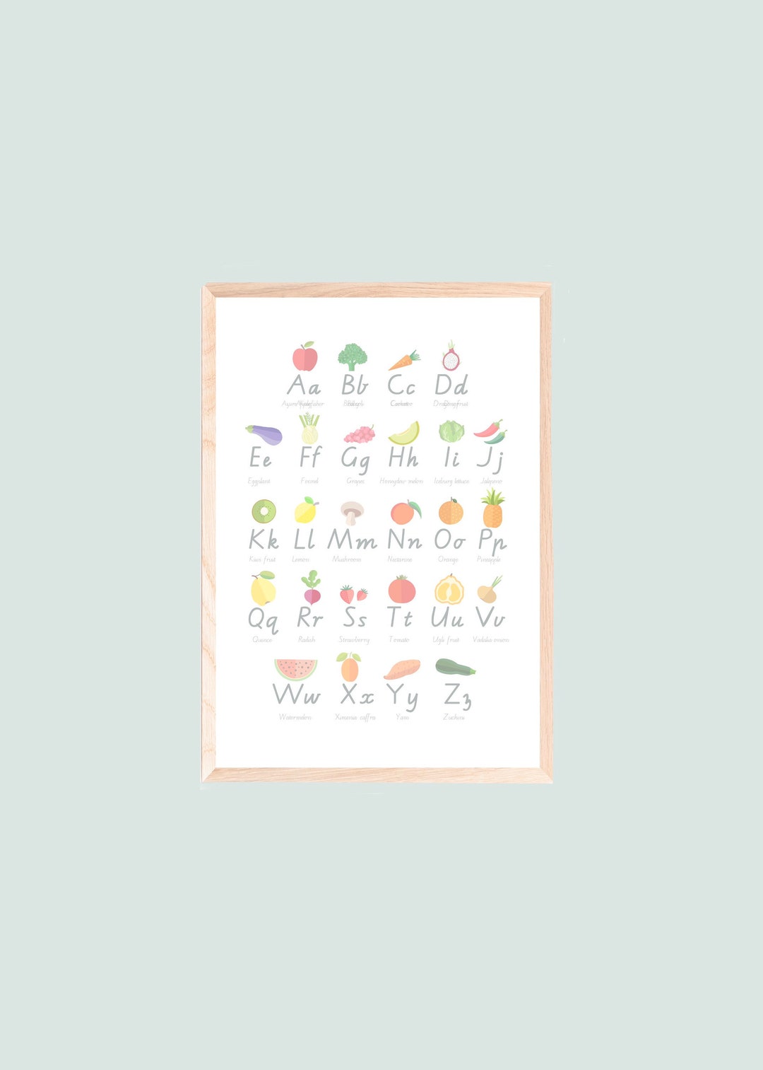 Fruit and Vegetable Alphabet- Montessori- Homeschool- Educational ...