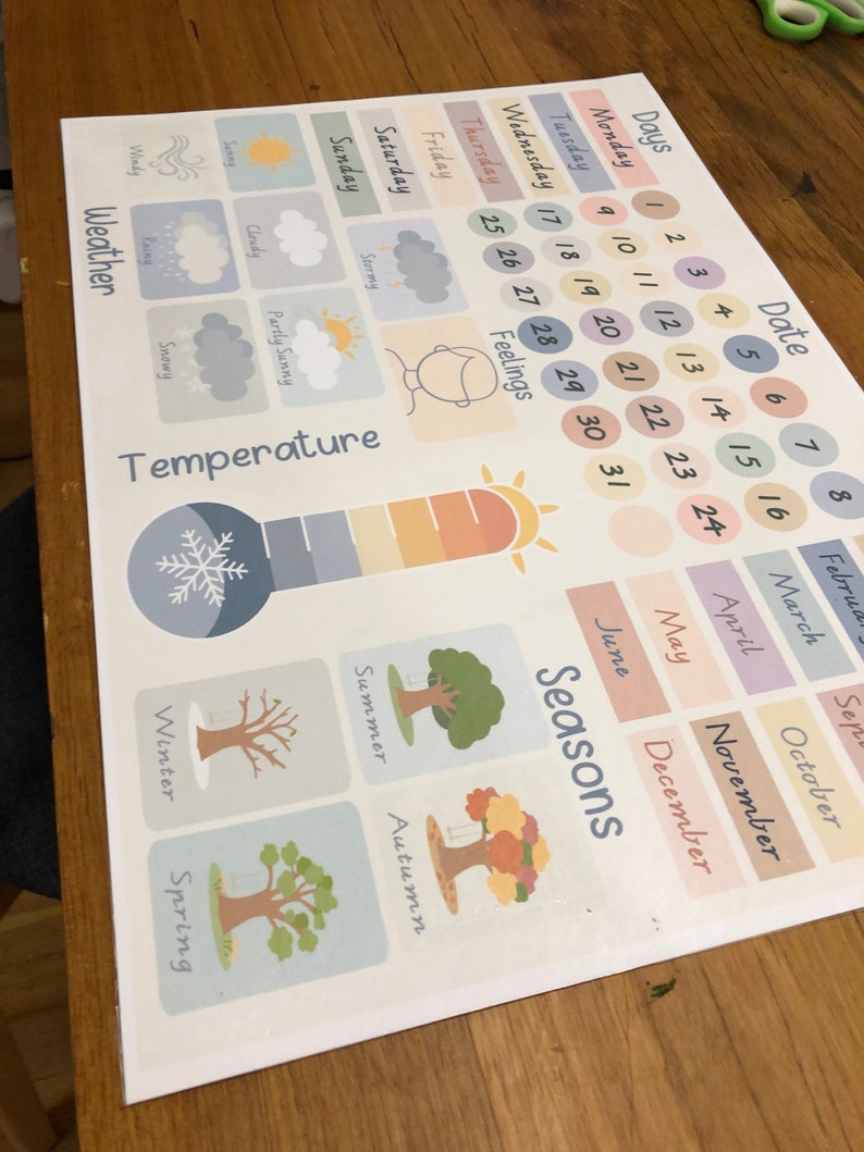 Childrens Calendar Weather Chart Morning Board - Etsy