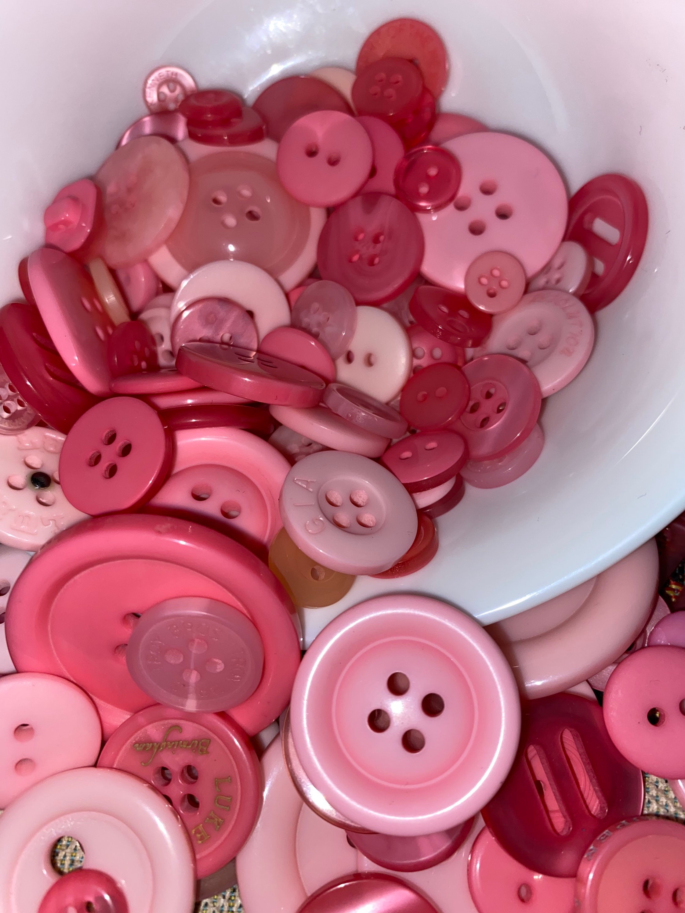 Pink buttons/Assorted buttons/Big buttons/Big pink | Etsy
