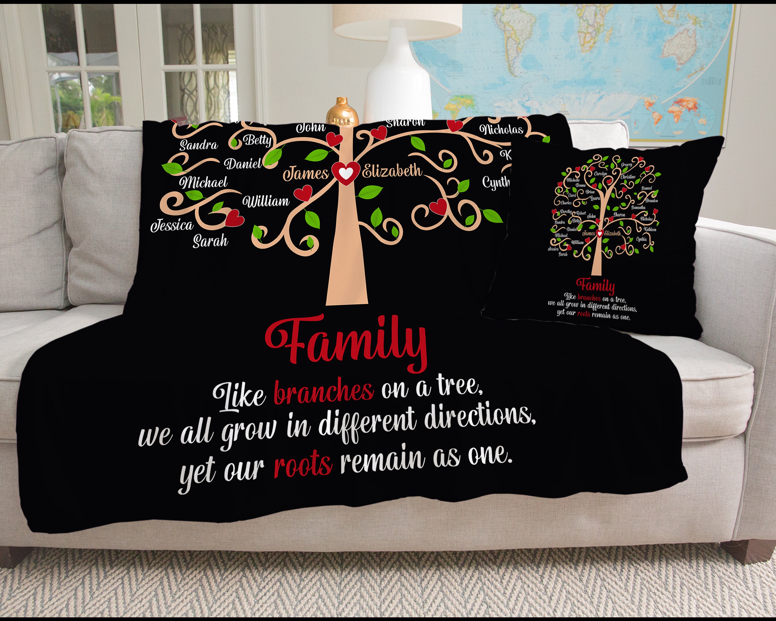 Family Tree Throw Blanket Family Reunion Decor Fully - Etsy