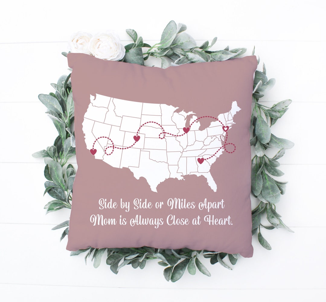 Long Distance Pillow Gift for Mom, Personalized State to Stet Pillow ...