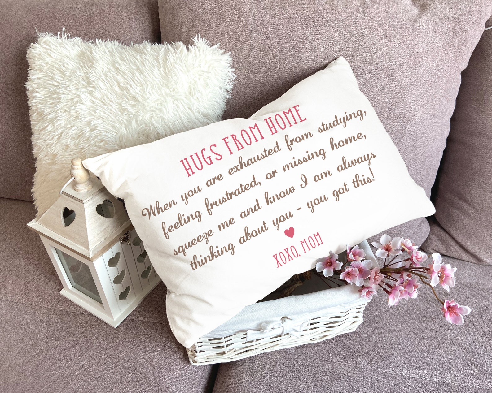 Hugs From Home Pillow Personalized College Dorm Pillow | Etsy