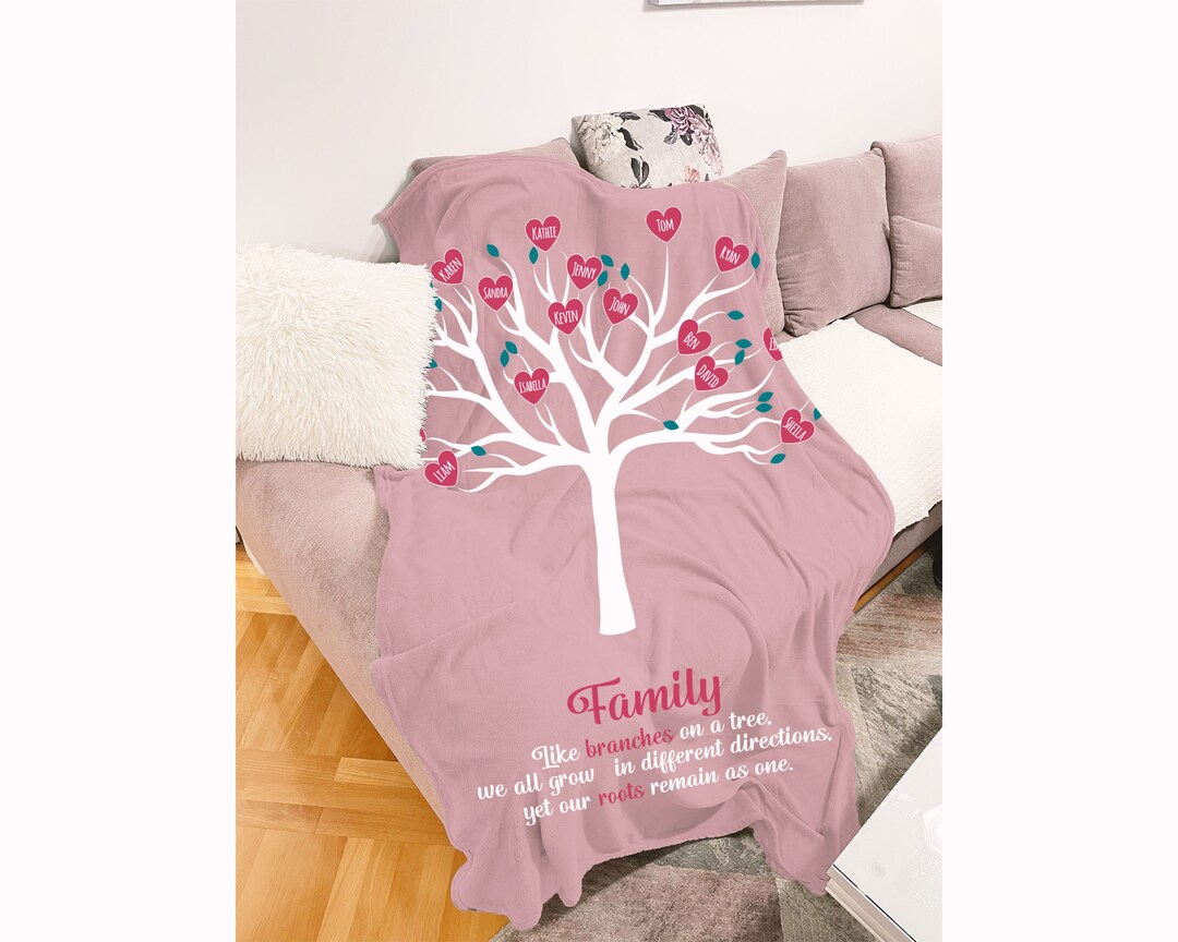 Family Tree Throw Blanket Long Distance Gift for Mom - Etsy