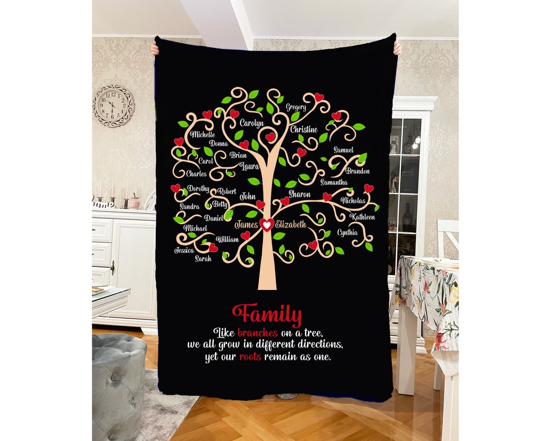 Family Tree Throw Blanket, Family Reunion Decor, Fully Customizable ...