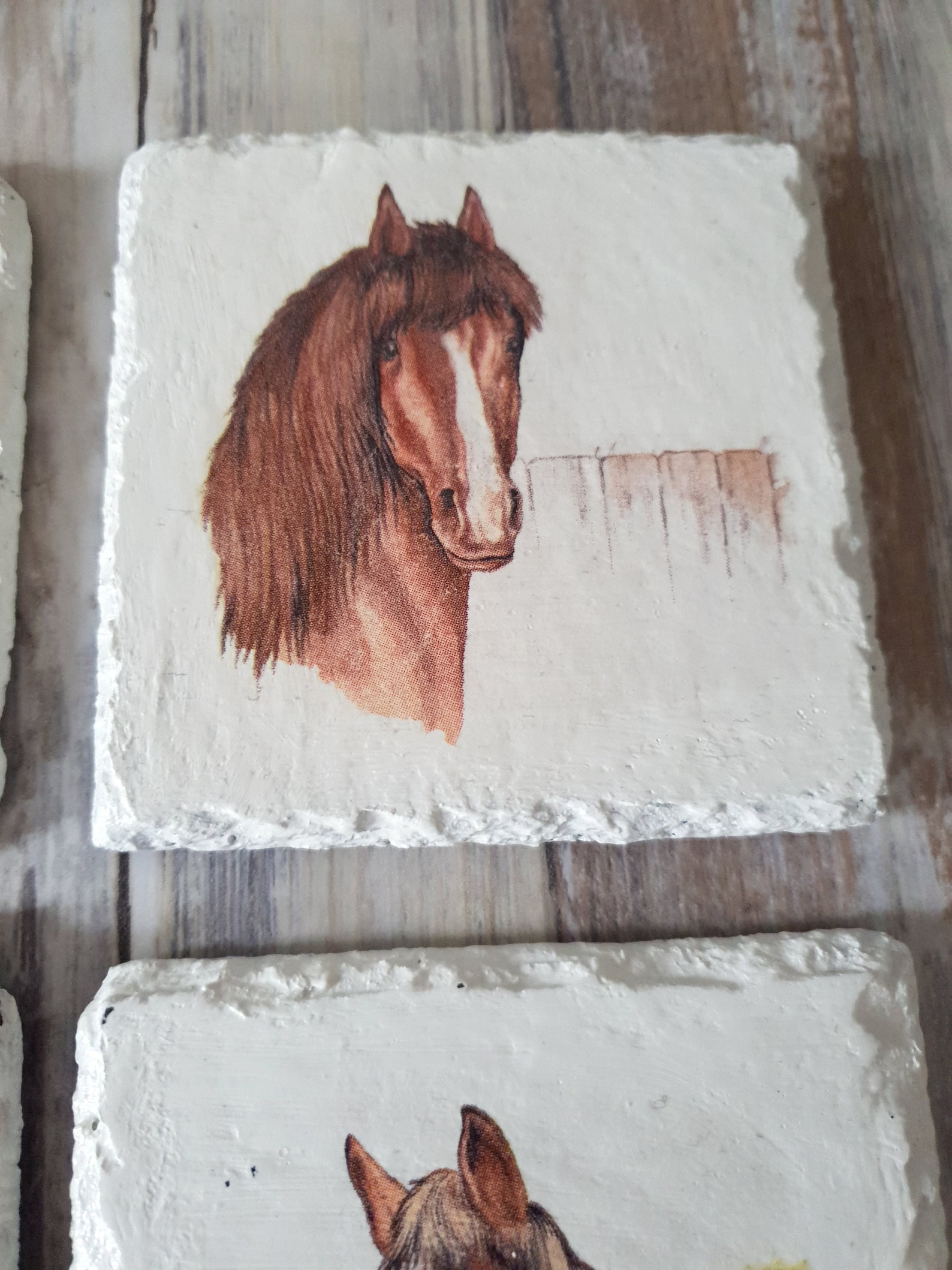 Handmade Set of 4 Table Coasters With Horses, Handmade UK, Christmas ...