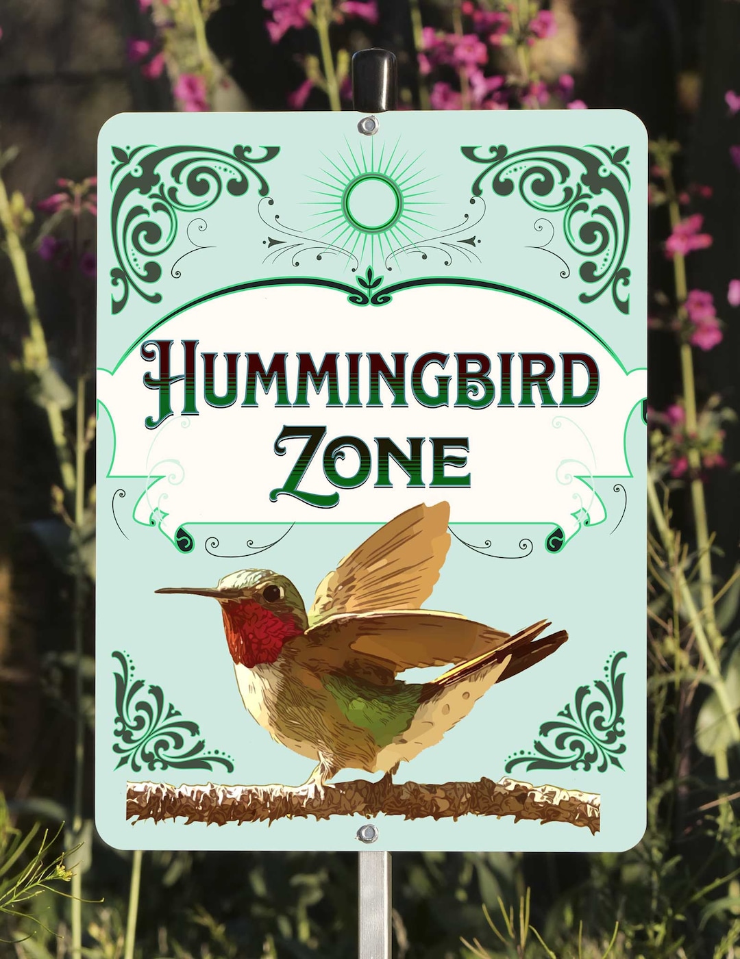 Hummingbird Zone Yard Sign, Garden Sign With Aluminum Stake. Pollinator ...