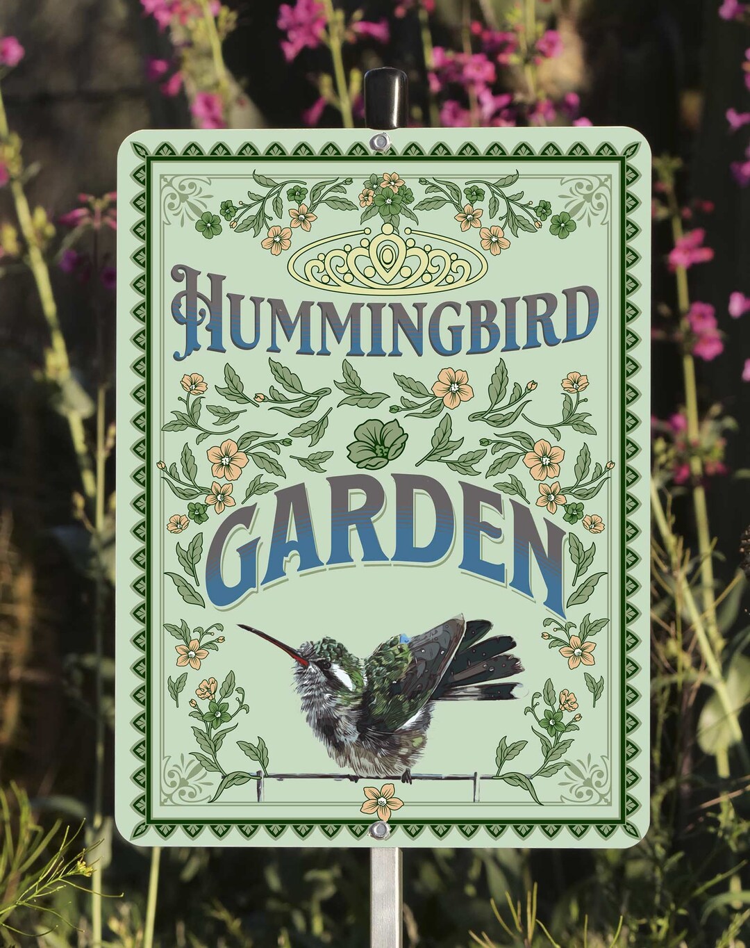 Hummingbird Garden Yard Sign, Garden Sign With Aluminum Stake ...