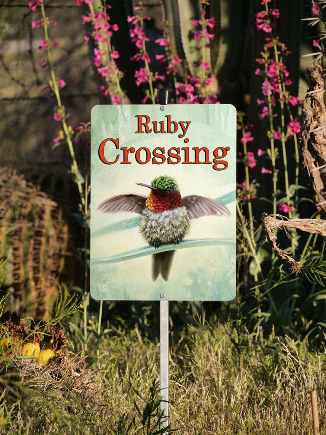 Ruby-throated Hummingbird Crossing Sign, Outdoor Aluminum Yard Decor - Etsy