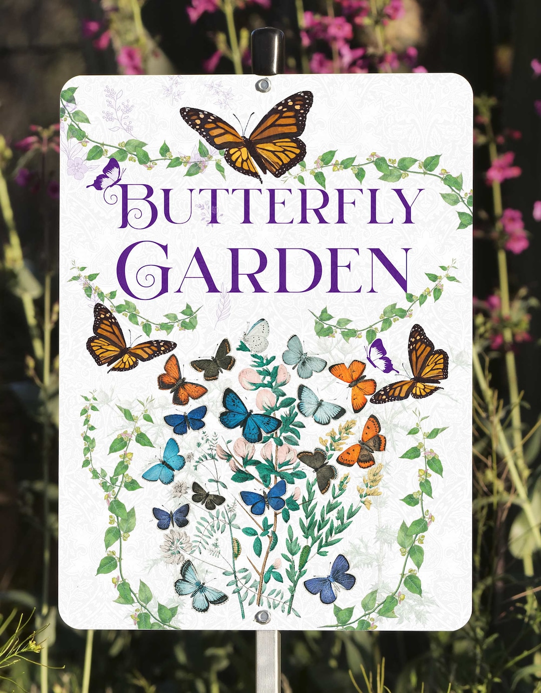 Butterfly Garden Yard Sign, Garden Sign With Aluminum Stake. Pollinator ...