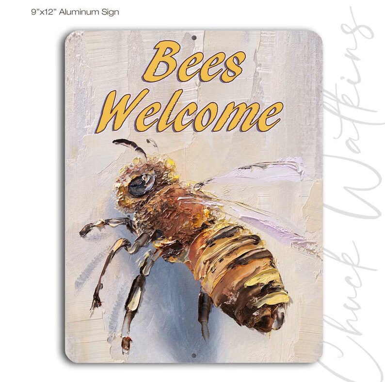 Bees Welcome Sign Honey Bee Welcome Sign Garden Stake Yard - Etsy
