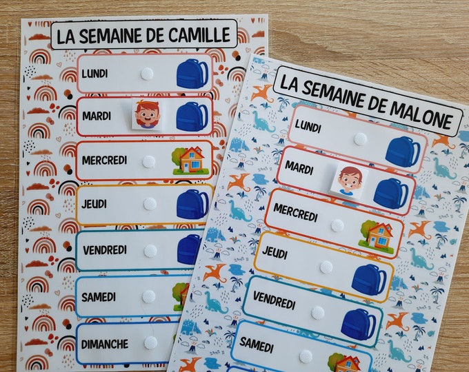 Semainier enfant plastifié - Etsy France