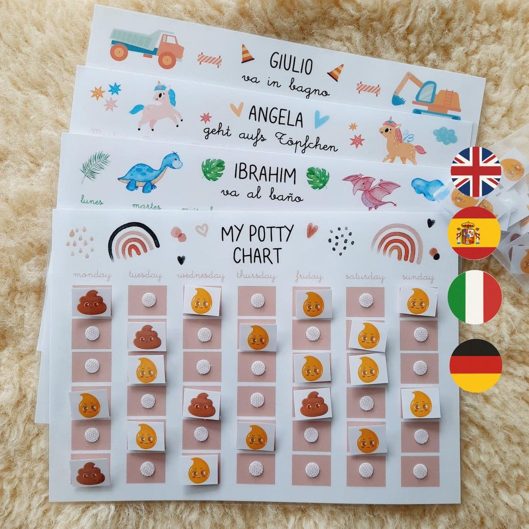 Kids Potty Chart | Toilet Train - Training Tab for BAÑO - Vado in Bagno ...