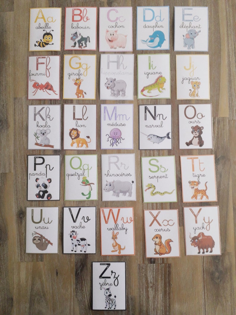 Cartes alphabet / abécédaire des animaux | Etsy