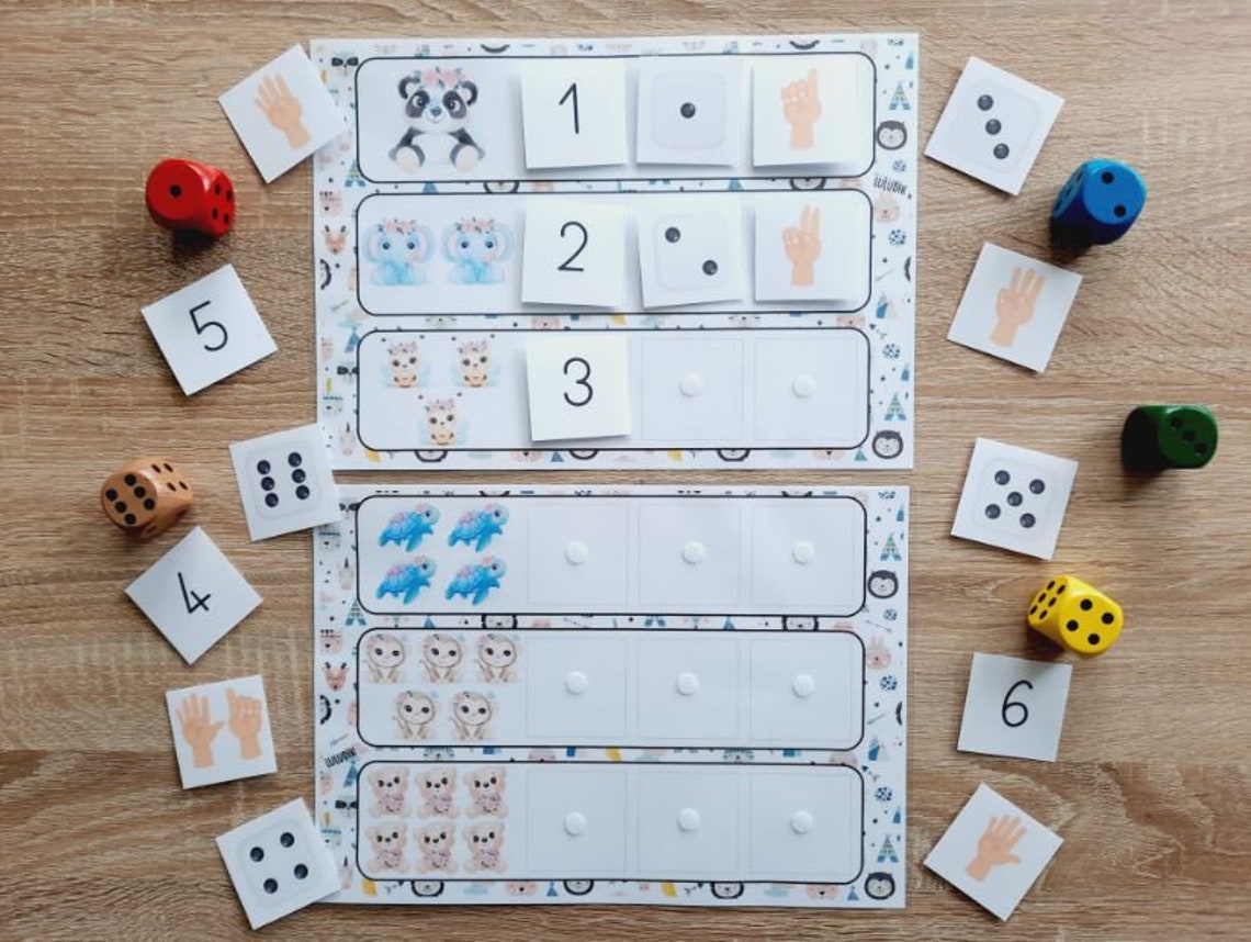 Lot of educational materials on numbers / learning to count | Etsy