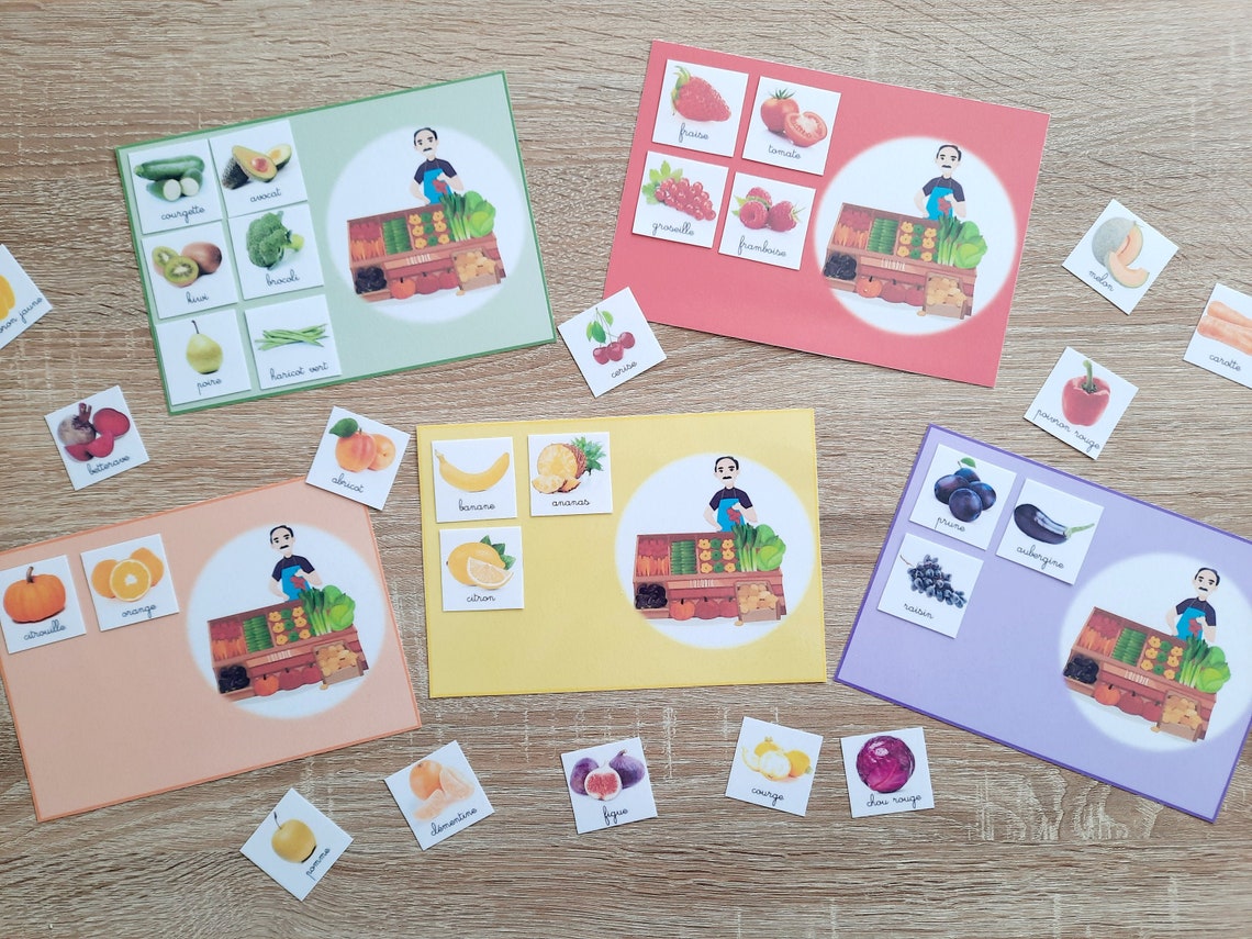 Jeu de tri des fruits et légumes par couleur - Etsy France