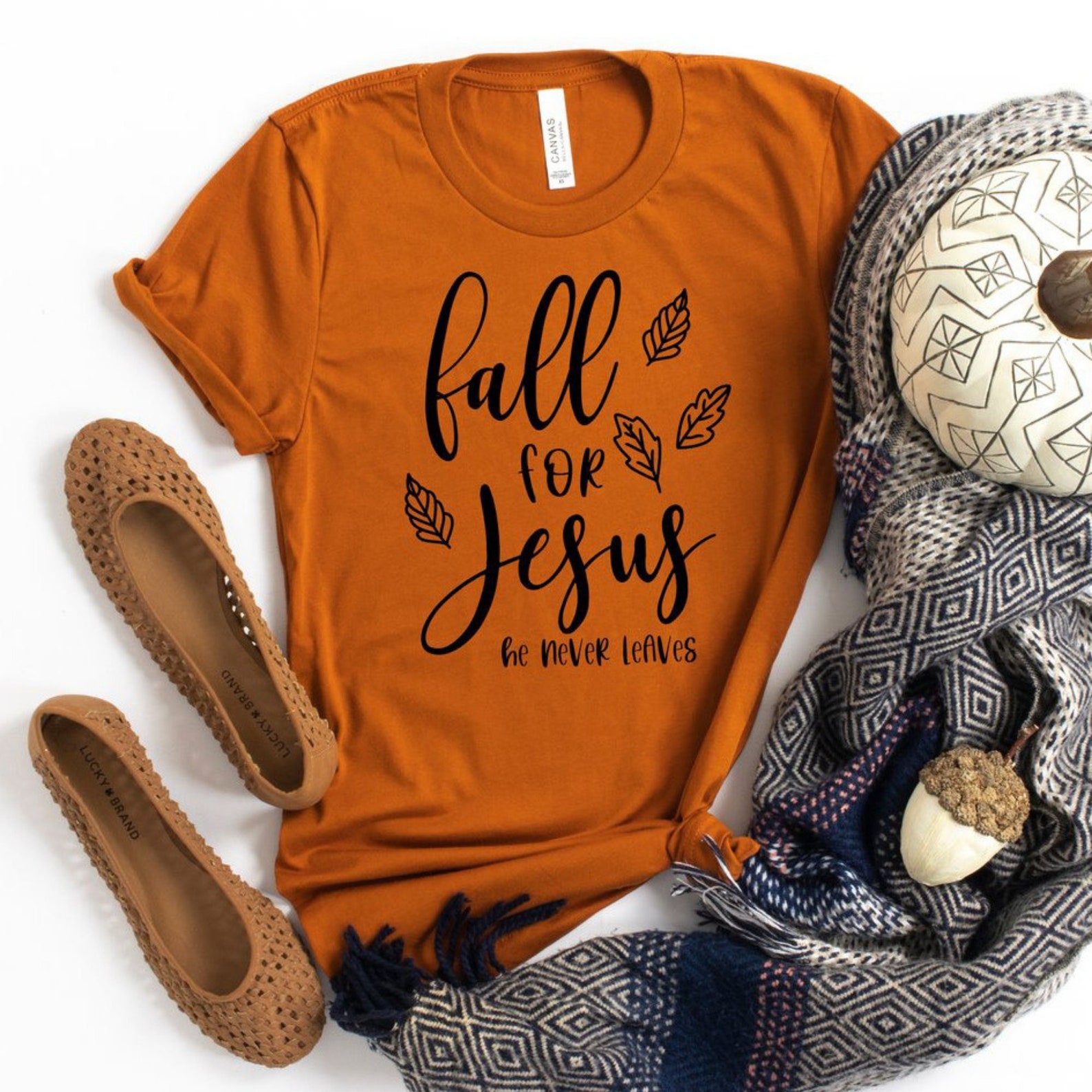 Fall for Jesus He Never Leaves Women's Shirt - Etsy