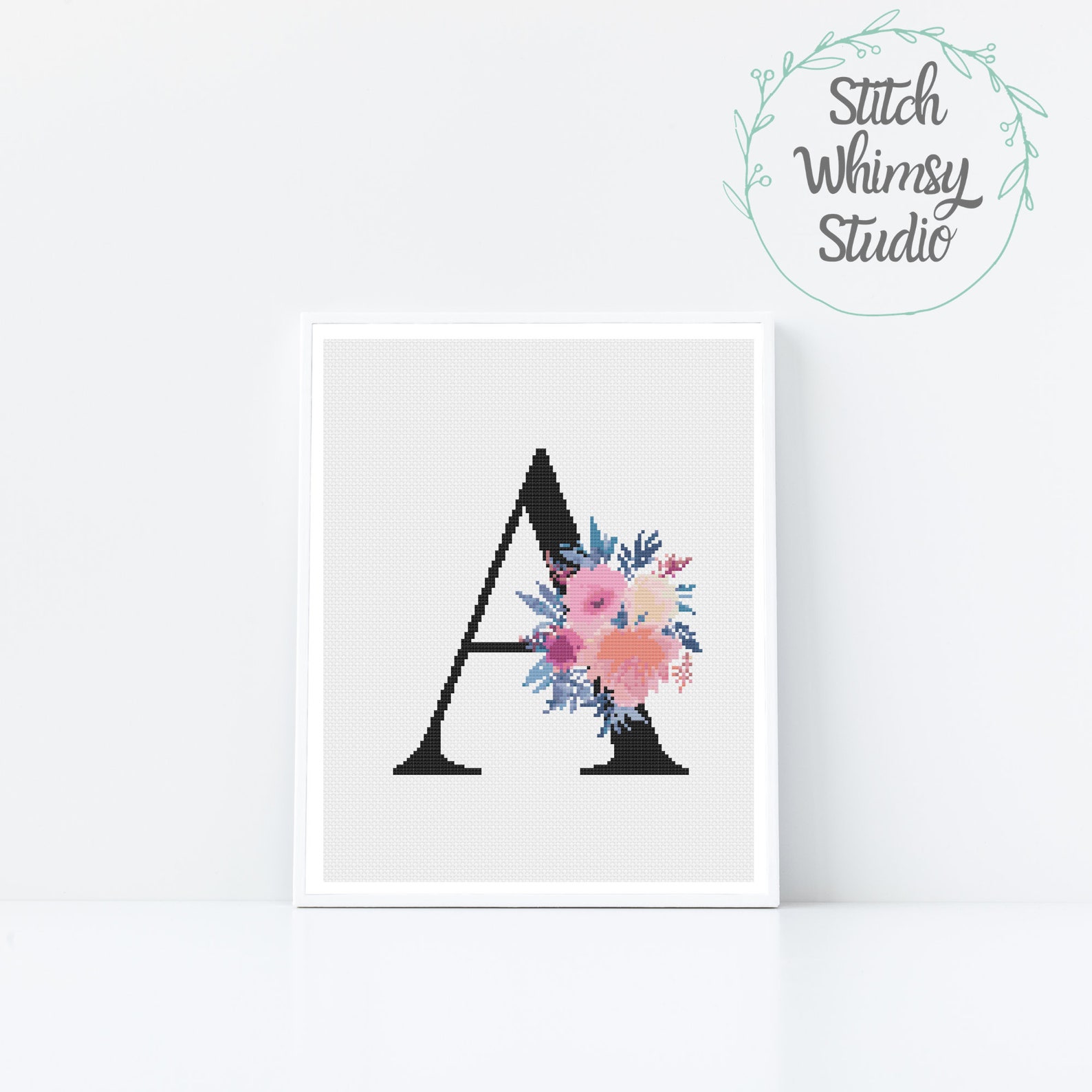 A Initial Monogram Letter Multicolor Botanical Floral Baby - Etsy