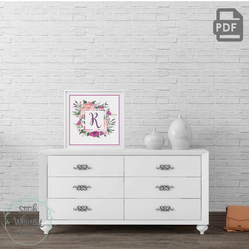 Letter R Monogram Initial Purple Pink Botanical Floral Letter - Etsy