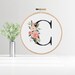 Letter C Monogram Initial Coral Peach Pink Botanical Floral Initial ...