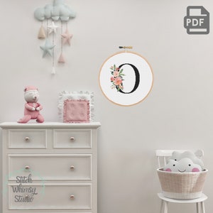 Letter O Monogram Initial Coral Peach Pink Botanical Floral Initial ...