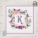 Letter R Monogram Initial Purple Pink Botanical Floral Letter Counted ...