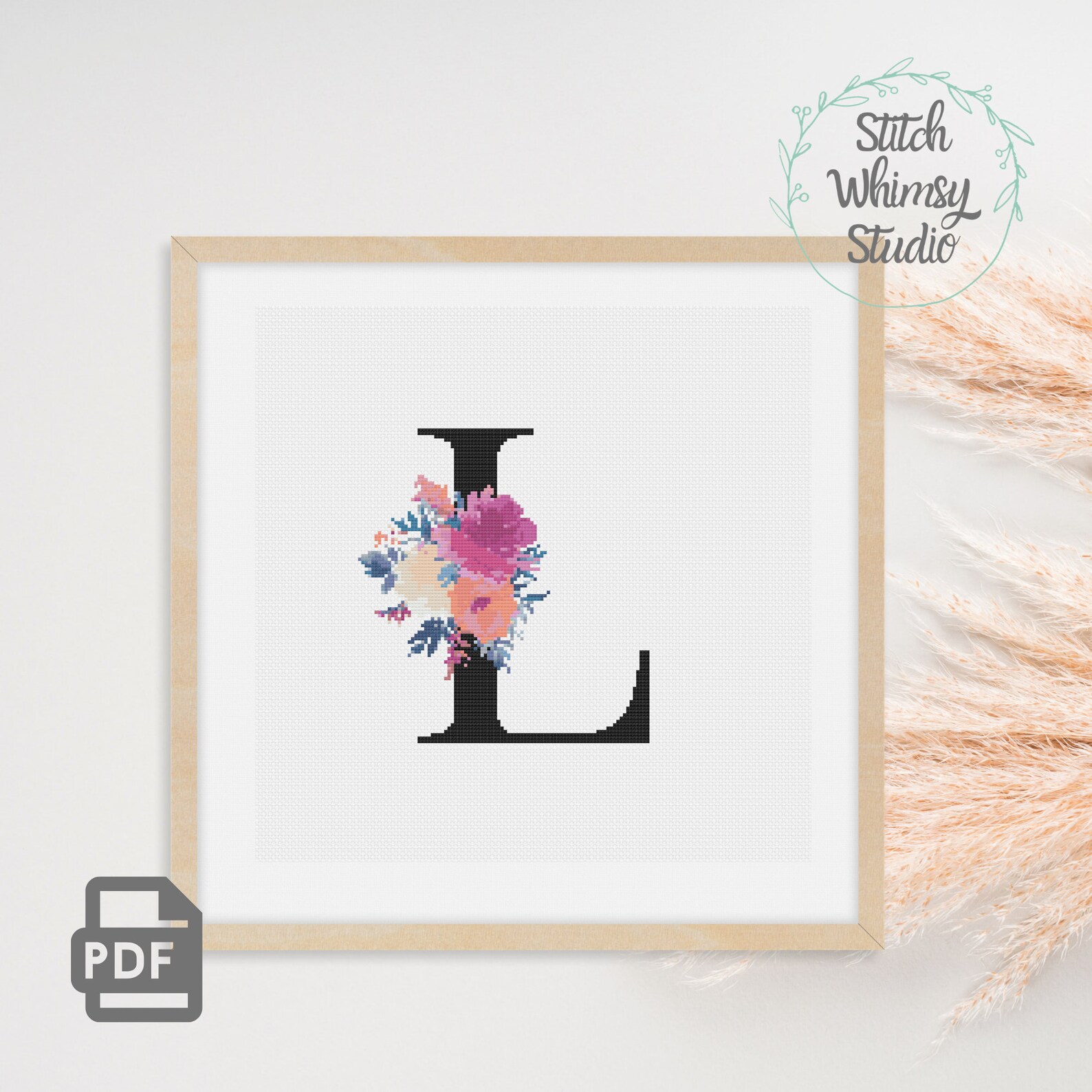 L Initial Monogram Letter Multicolor Bouquet Botanical Floral Initial ...