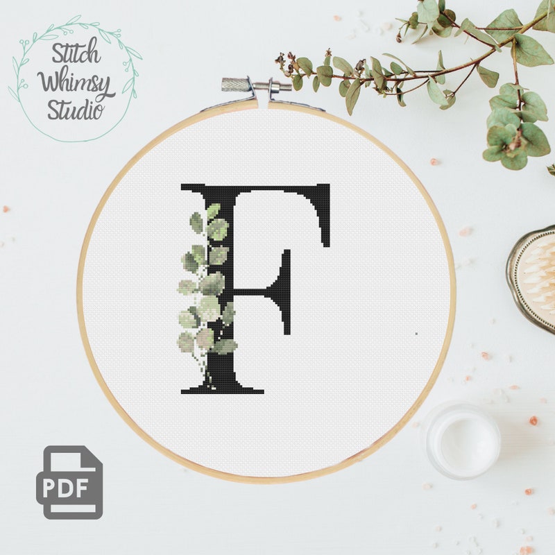 F Initial Cross Stitch - Etsy