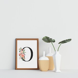 Letter O Monogram Initial Coral Peach Pink Botanical Floral Initial ...