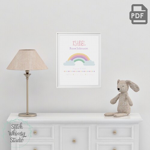 Small Pastel Rainbow Cross Stitch Pattern PDF Download Simple - Etsy